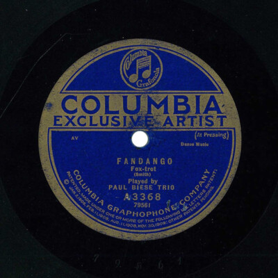 Paul Biese Trio - Fandango / Pebbles 1921 Shellac, 10", AV Columbia ...