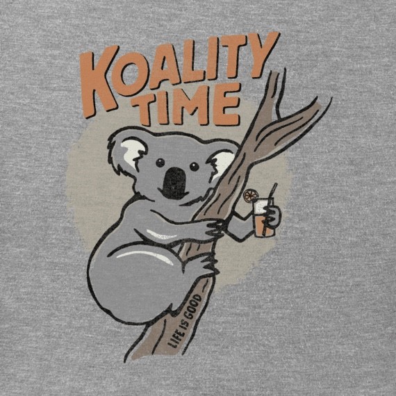 XL NWT Women's Life is Good Quality Koality Time Koala Bear Gray SS ...