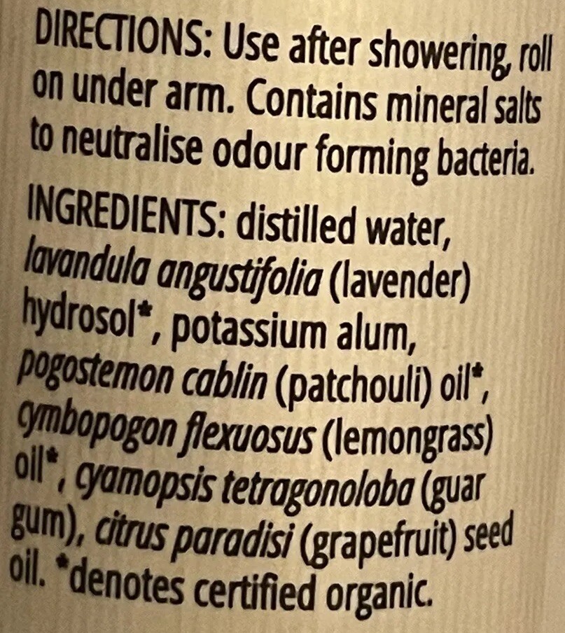 Patchouli Bliss ROLL ON DEODORANT NATURAL MINERAL SALTS 60ML | eBay