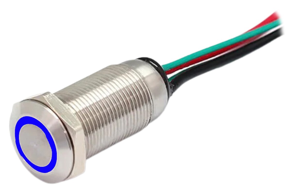 1/2" Stainless Steel Latching Power Switch w/ Blue Angel Eye Halo LED ...
