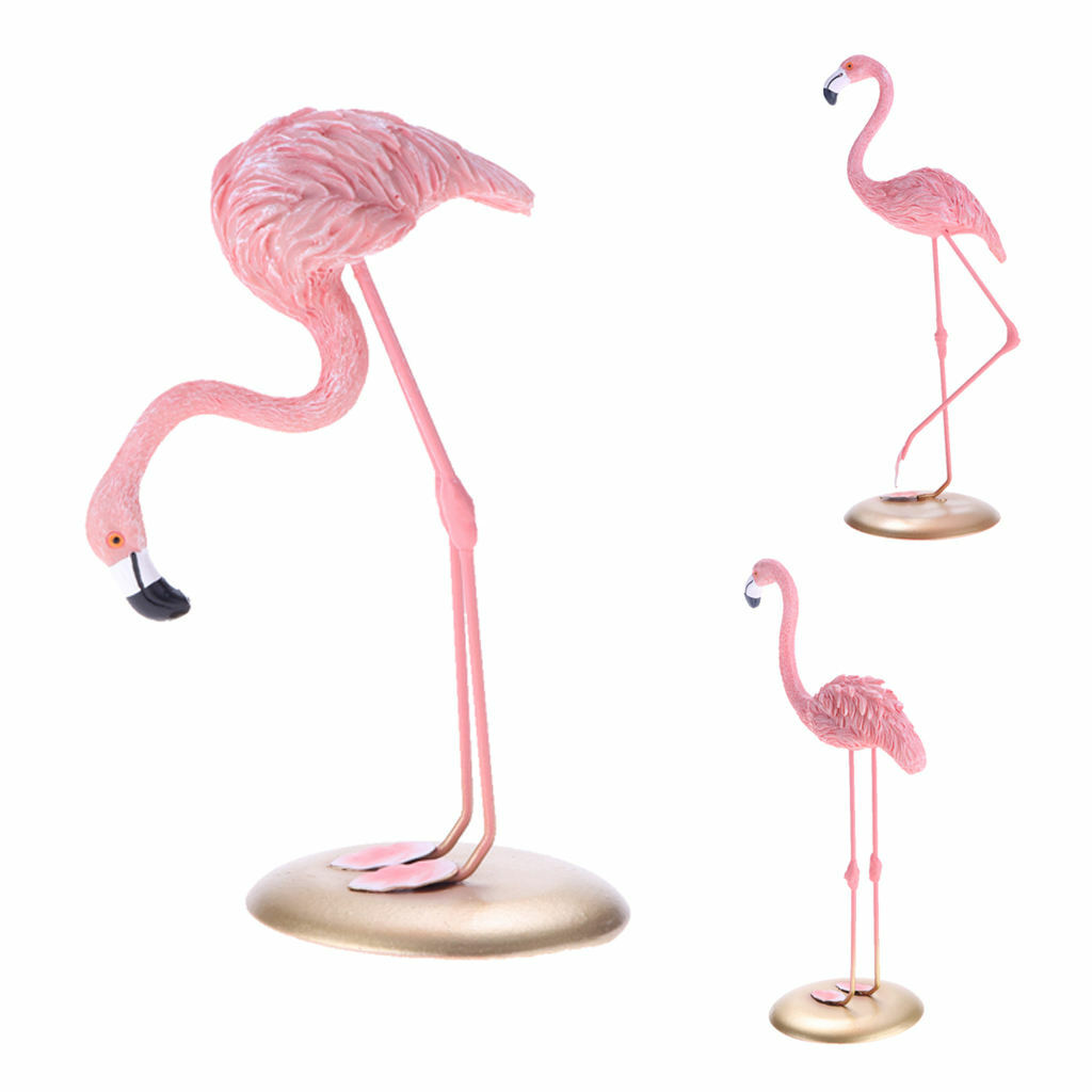 3pcs Resin Flamingo Figurine Miniature Sculpture Stand Table Ornament ...