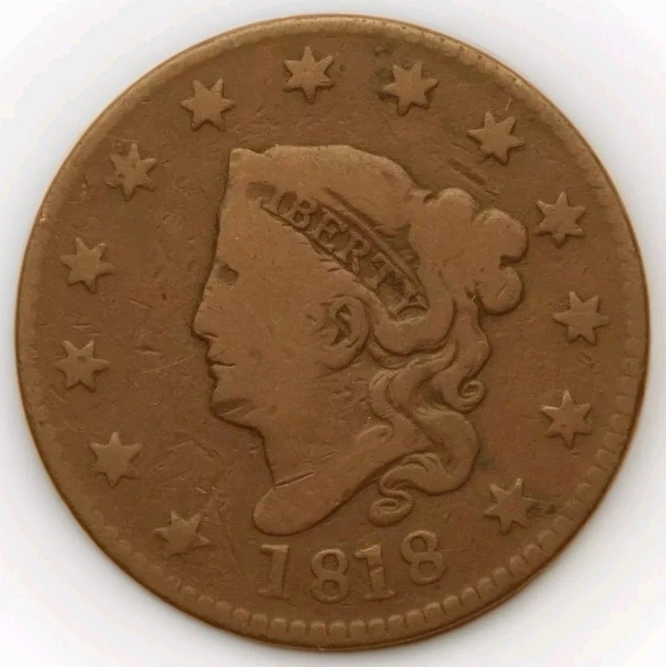 1818 Large Cent Coronet Head N-2 R4 Die Crack Video! | eBay