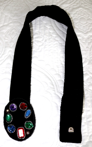 Vintage Belt Black Velour Milor Bejeweled Buckle - Blue, Green, Purple ...