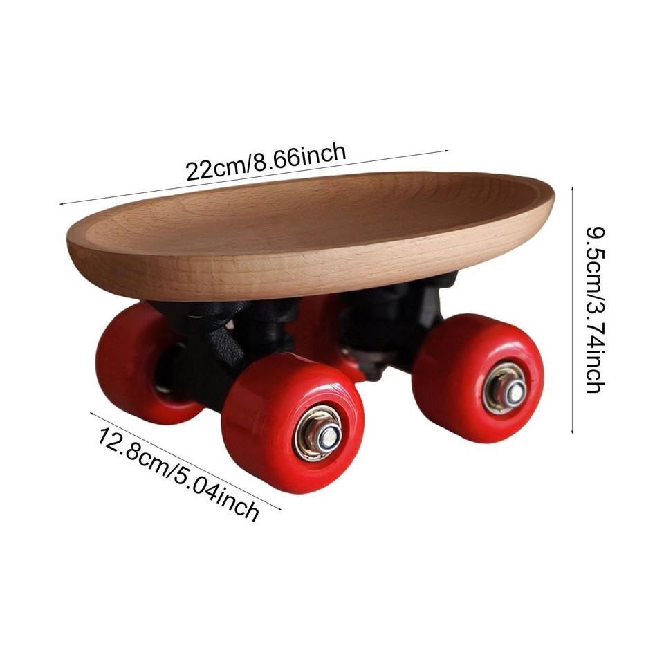 Durable Wooden Desktop Pulley Storage Tray with Rolling Wheels Chic ...