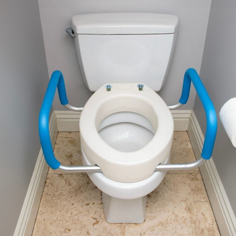 Toilet Seat Riser - Extended Toilet Seat- White/Blue - 300LBS - MOBO ...