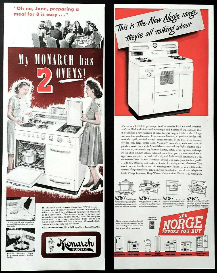 Norge range ad Monarch kitchen oven stove vintage 1948 2 original ...