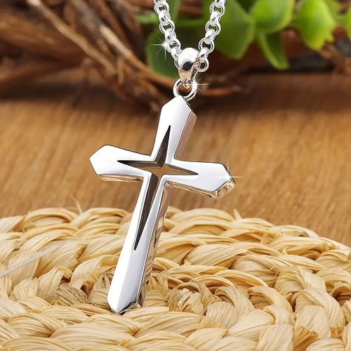 Fashion Hollow Cross Pendant Men Hip Hop Stainless Steel Necklace ...