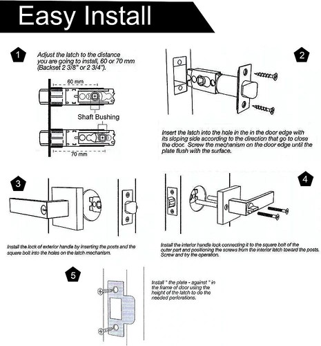 Linkaa, Privacy Door Lever w/Lock, Gold Stain Brass, Keyless Door Lock ...