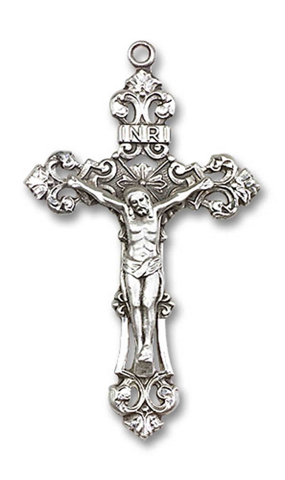 Sterling Silver Catholic Cross Crucifix Medal Pendant Necklace 24 ...
