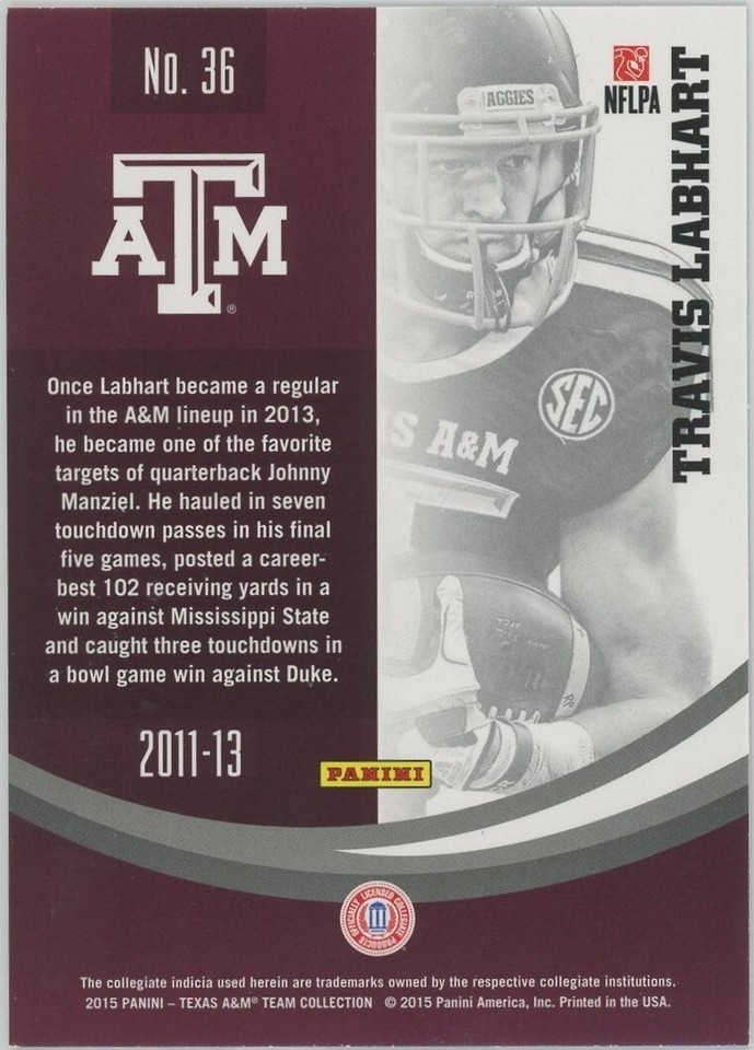 2015 Panini Collegiate Texas A&M Travis Labhart #36 | eBay