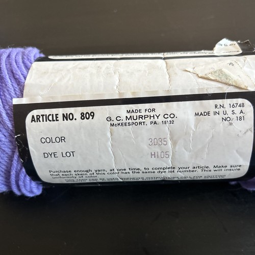 Vintage Perfecta Orlon/Wool (Purple Colored) Yarn - 4 Ply, 4 Oz. 3035 ...