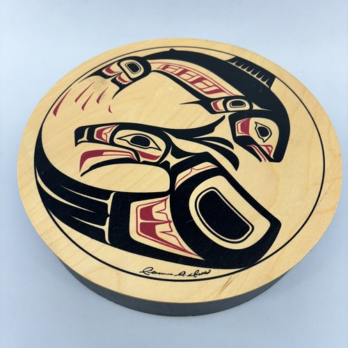Haida West Coast Haida Painted Wood Round Storage Box Clarence Wells ...