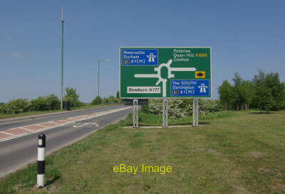 Photo 6x4 Approaching the A1 Junction 61 on the A1 is ahead; Durham ...