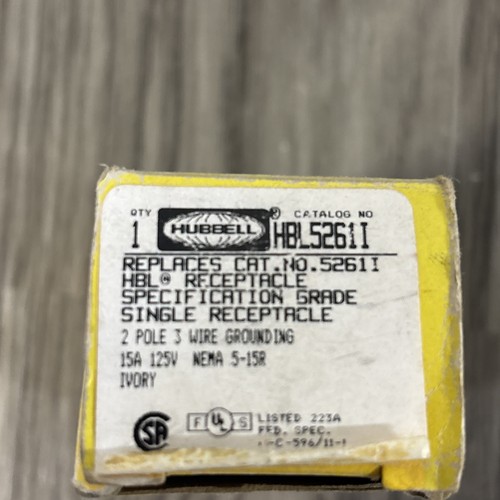Hubbell HBL5261I Ivory Receptacle 125V 15A #R4 | eBay