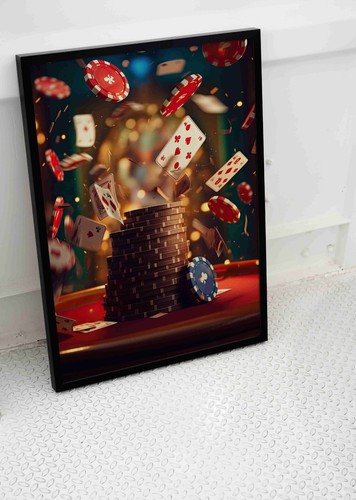 CASINO CHIPS POKER POSTER GAMBLING ROULETTE DICE VEGAS FUN PRINT A3 A4 ...