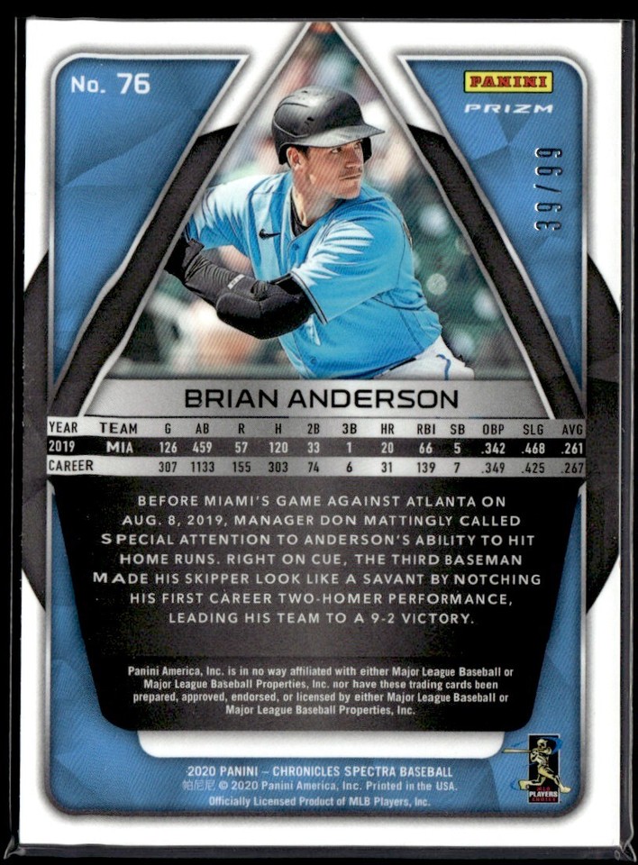 2020 Panini Chronicles Spectra Blue Disco Brian Anderson /99 Miami ...