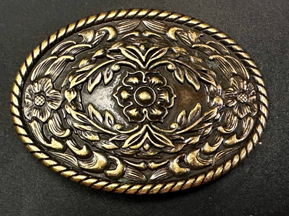 Western Flower Swirl Pattern Vintage OvalBelt Buckle W/ Rope Border | eBay