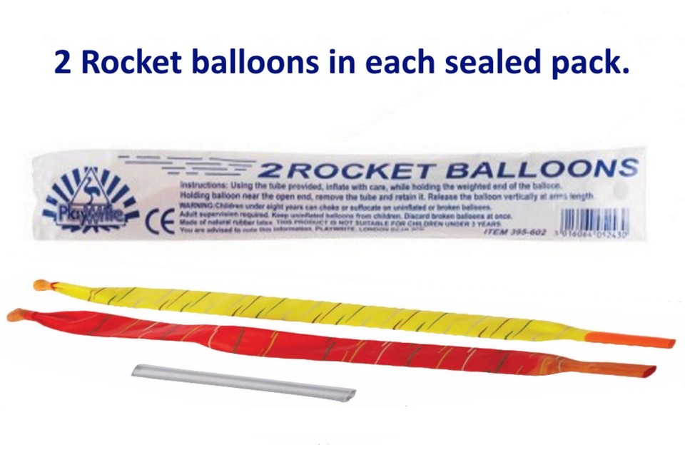 Individual Pack Long ROCKET BALLOONS Noise Maker Kids Party Bag Filler ...