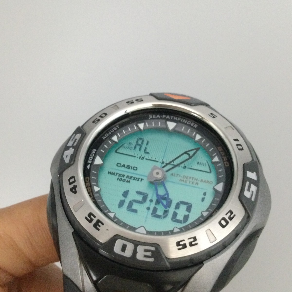 Casio Sea Pathfinder Watch Men 49mm Silver Tone Twin Sensor Casio Sea Pathfinder Watch Men 49mm Silver Tone Twin Sensor