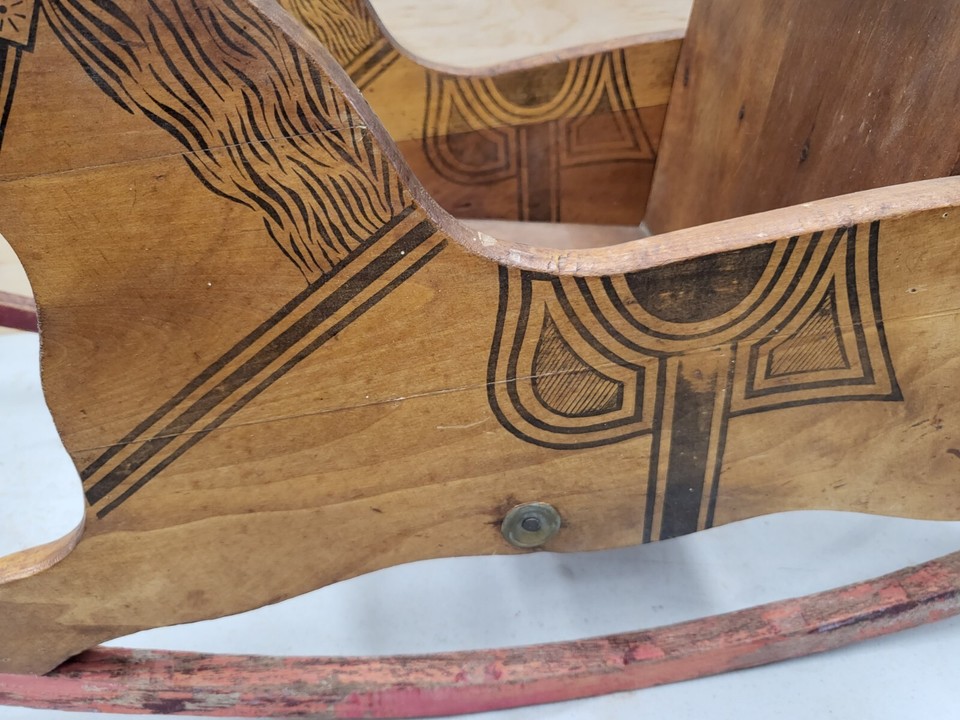 Child's Primitive 1912 Antique Shoo Fly Wood Rocking Horse with ...