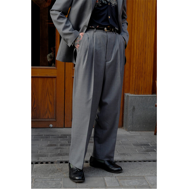 Vintage Classic Loose Wide-Leg Trousers Straight Pleated Vintage Classic Loose Wide-Leg Trousers Straight Pleated