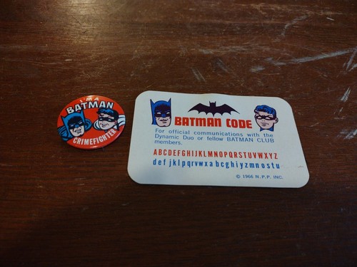 Vintage 1966 NPP Batman & Robin Pinback Button And Code Card RARE | eBay