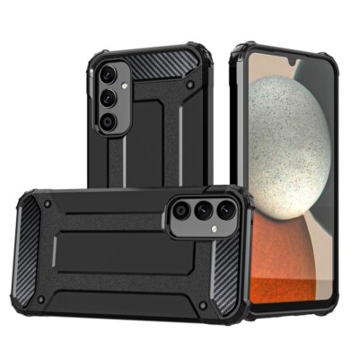 Black Shockproof Armour Case For Samsung Galaxy A14 4G Hybrid Back ...