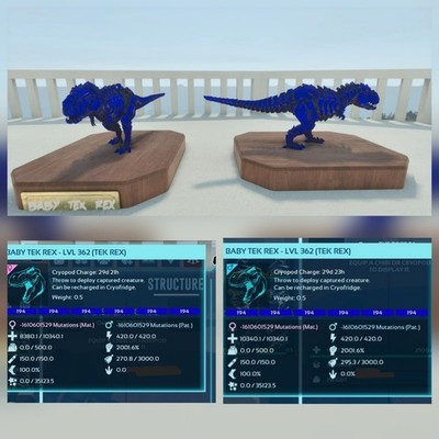 NEW TOP MELEE TEK REX COBALT ID194 BABY PAIR ARK ASCENDED PVE. PC/XBOX ...