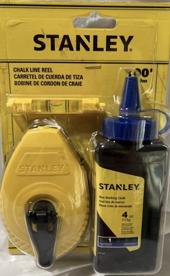 Stanley Chalk Line Reel Blue Marking Chalk Set 4oz Bottle. w/line Level ...