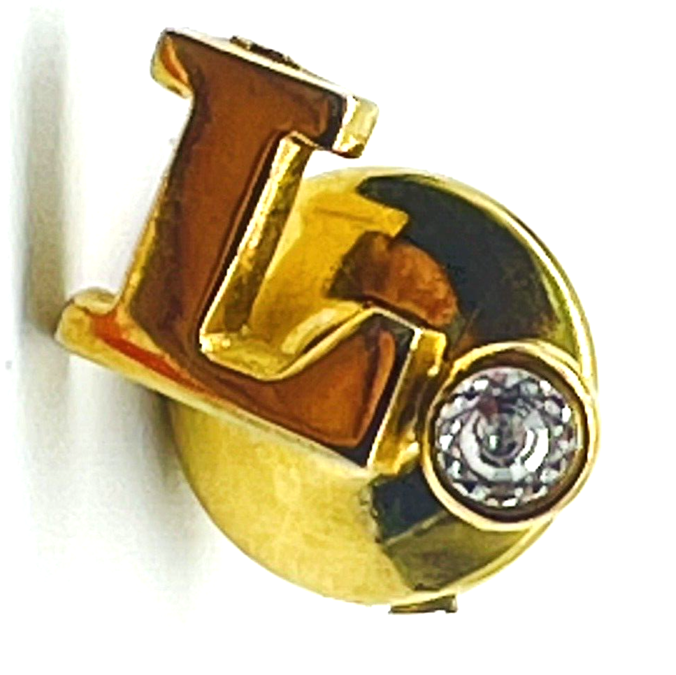 Tiny Initial L Tie Pin Tack Gold Tone Rhinestone Accent Lapel Collar ...