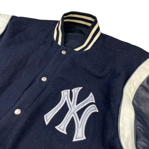 VTG NY Yankees Men's JH Design Reversible Leather Letter Jacket Navy ...