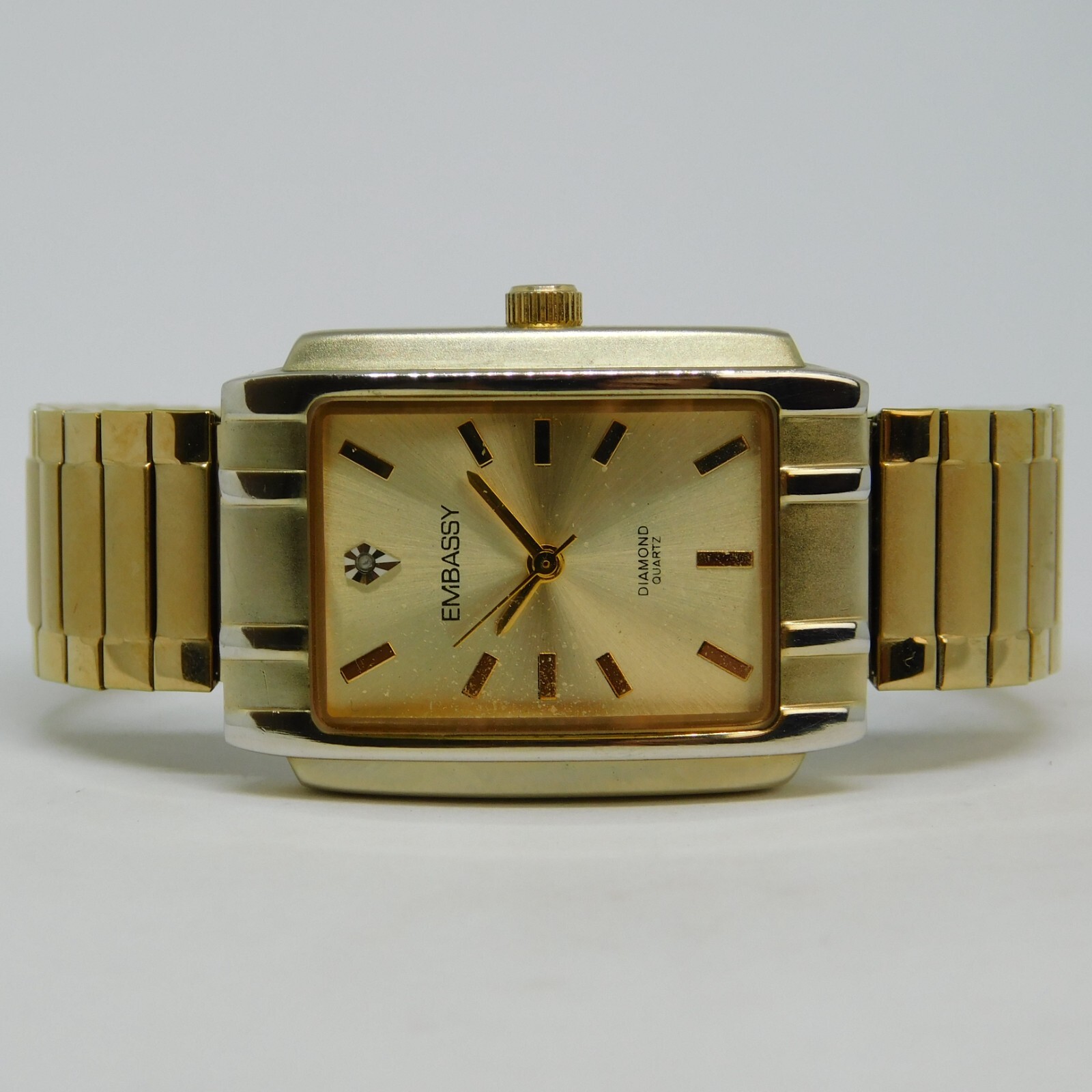 Embassy Diamond GEM13DD35 Gold Tone Quartz Women's Watch Sz. 6 1/4" New ...