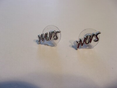 Mrs Earrings Silvertone Pierced Post Wedding Marriage EM8 | eBay