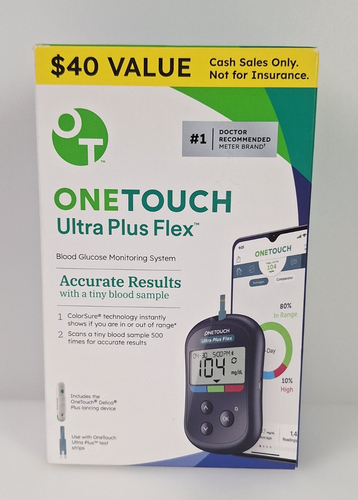 One Touch Ultra Plus Flex Meter Blood Glucose Monitoring System w ...