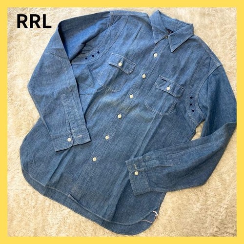 Rrl Double R L Indigo Denim Long Sleeve Work Shirt Blue | eBay