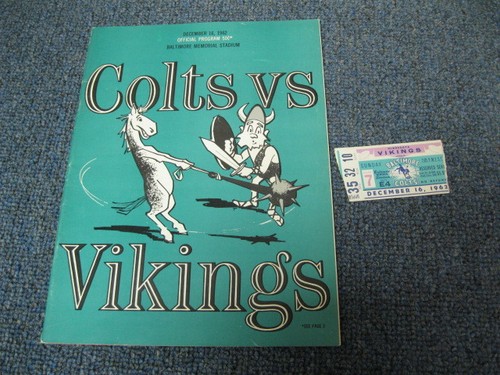 Dec 16, 1962 Baltimore Colts vs Minnesota Vikings Program & Ticket Stub ...