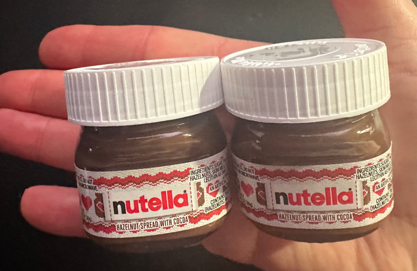 2 X Nutella MINI GLASS Jar 1.05oz (30g) WHITE CHRISTMAS ORNAMENT Made ...