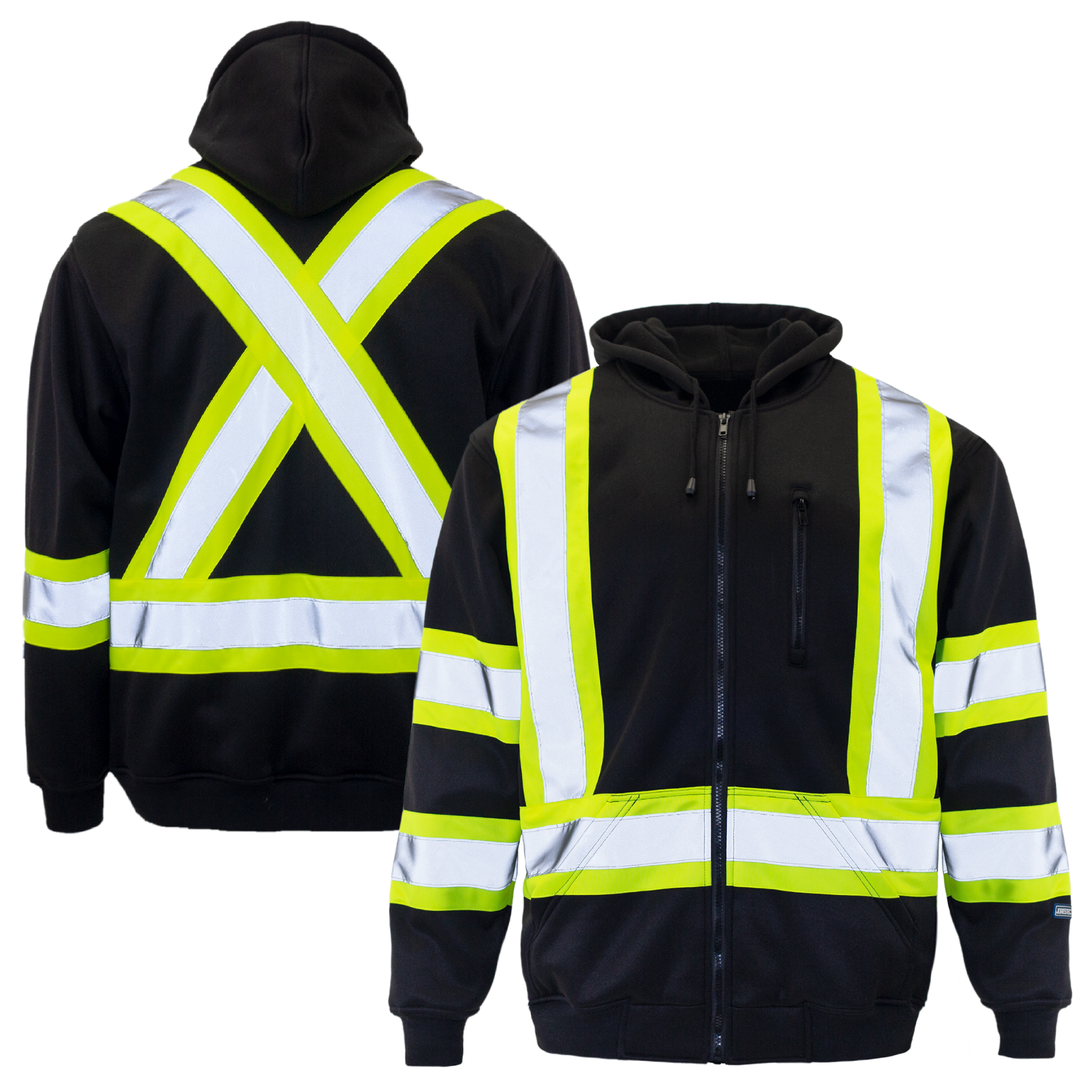 Men's High Visibility Safety Sweater Two Tone Lime / Yellow with X on ...