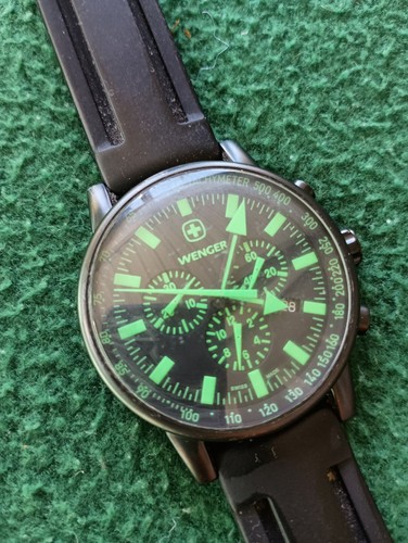 Vintage Rare Green Black Dial Wenger 7089X Swiss Chronograph Watch | eBay