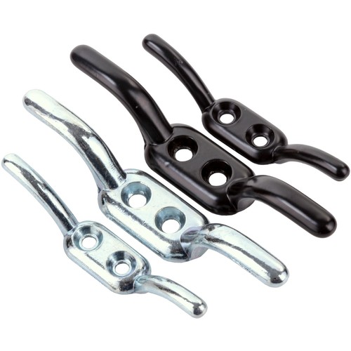 CHOOSE ZINC OR BLACK Large & Small Cleat Hooks Tie Up/Down Washing Line ...