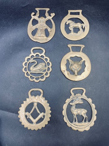 Horse Brass x 6 Various Design 3" Folk Talismans 400g Authentic Vintage ...