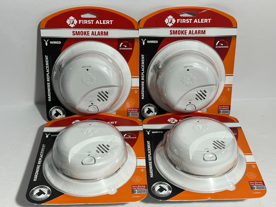 First Alert Smoke Detector Alarm Smoke Sensor hardwired A9120B, 4 pack ...