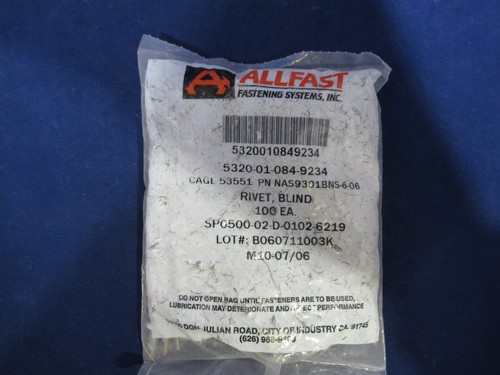 Allfast Aircraft Rivets #NAS9301BNS-6-03 100-Count Bag 5056 Aluminum | eBay
