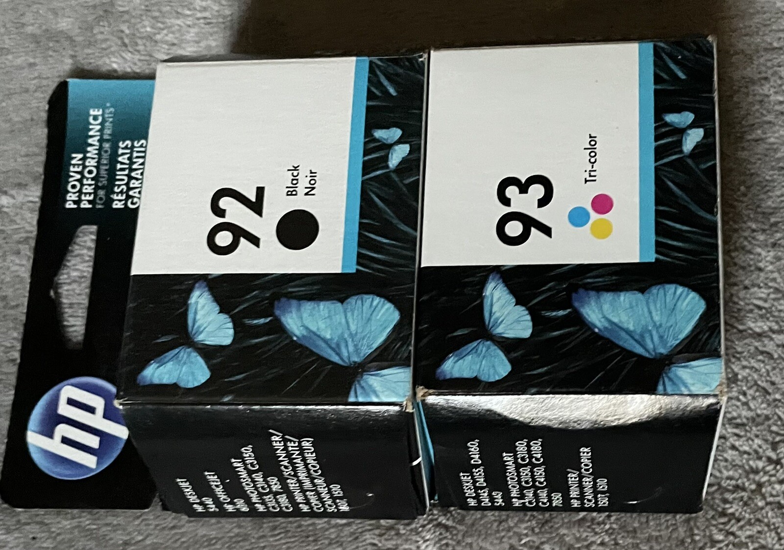 New Genuine HP 92 Black & 93 Tri-Color Inkjet Cartridges C9362WN ...