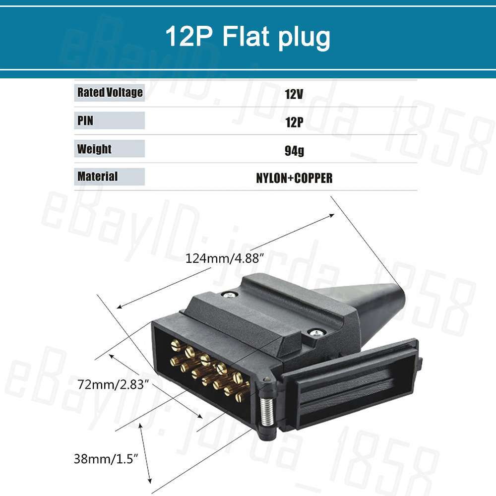 12 Pin Flat Trailer Socket Plug Set Connector Trailer Camper Adaptor ...