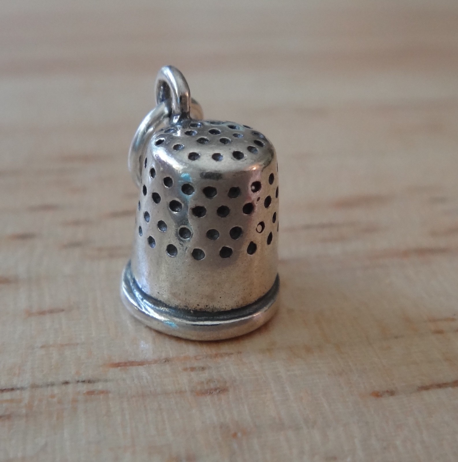 1 Sterling Silver Small 3D 9x7mm Thimble Sewing Charm! | eBay