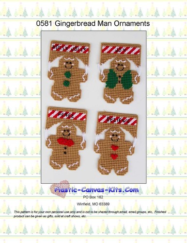 Gingerbread Men Christmas Ornaments-Plastic Canvas Pattern or Kit | eBay