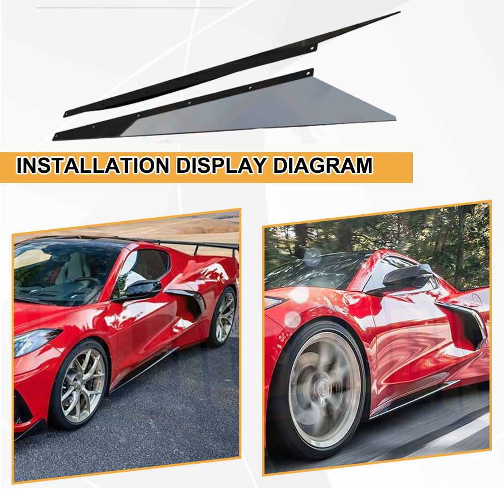 2X CARBON FLASH Side Skirts For 2020-2023 Corvette C8 Rocker Panel GM ...