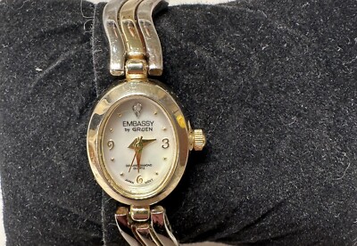 Embassy By Gruen Watch Women Gold Bronze Tone Skinny 6.75" Bracelet ...