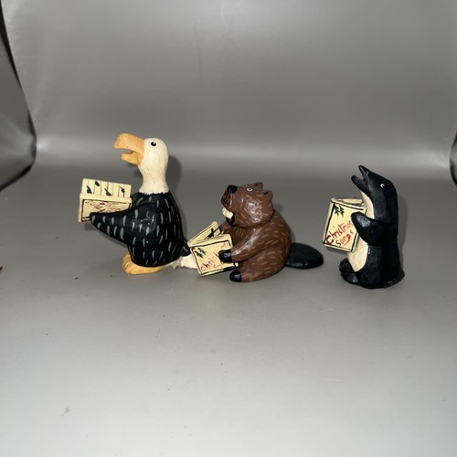 House Of Hatton Animal Christmas Carolers Beaver Penguin Eagle Set Of 3 ...